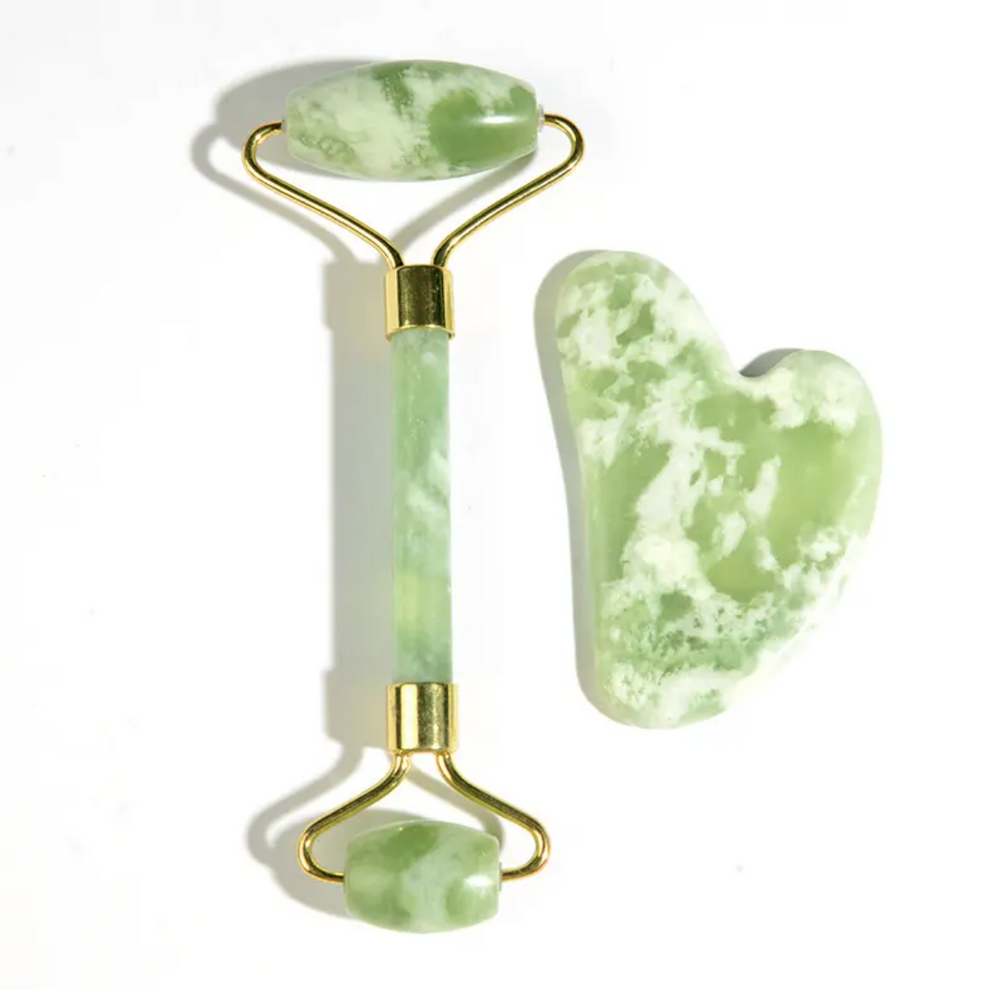 Natural Crystal Stone Anti Aging Facial Tool Massage Set Xiuyan Jade R ...